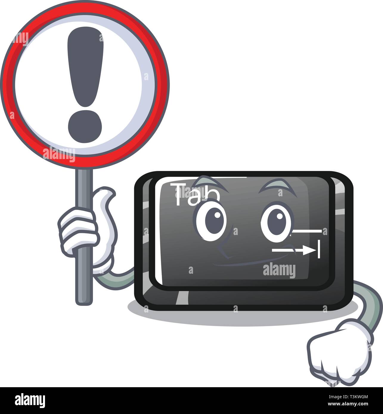 With sign tab button installed on computer character Stock Vector Image ...