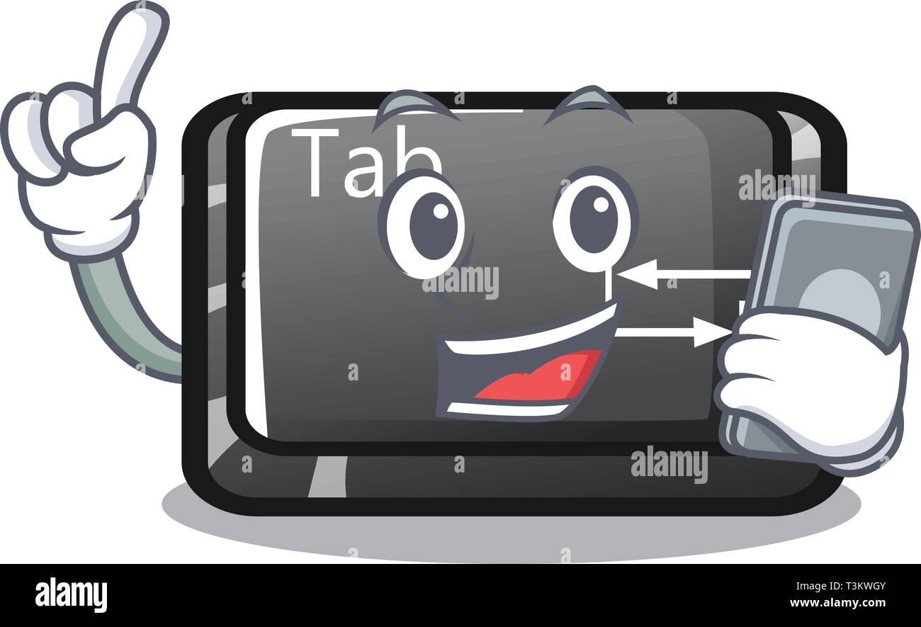 With phone tab button installed on computer character Stock Vector ...