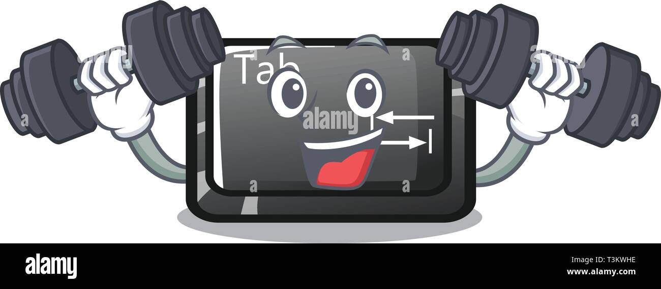 Fitness Tab Button Installed On Computer Character Stock Vector Image