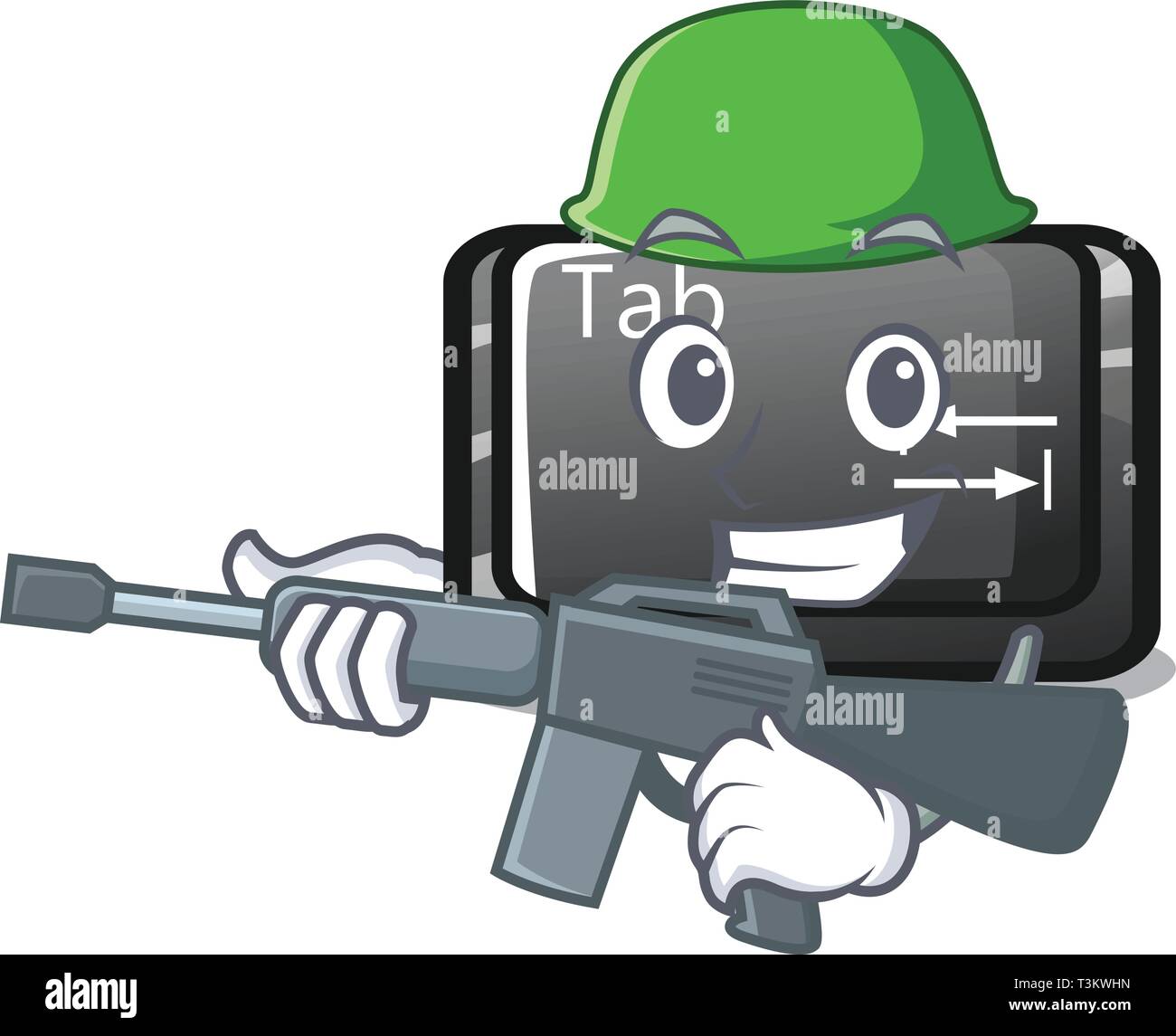 Army tab button installed on computer character Stock Vector Image ...