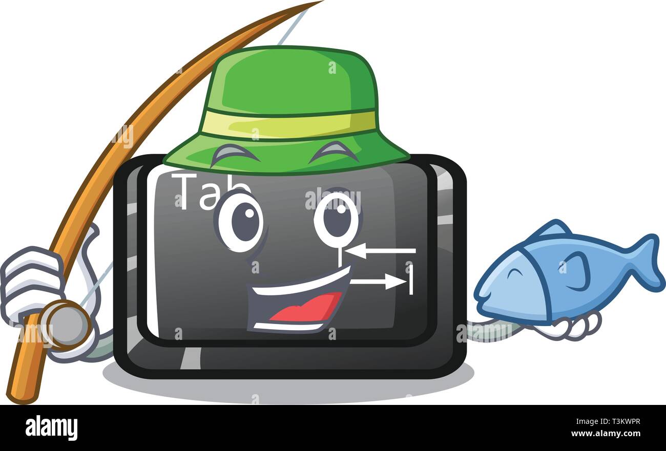 Fishing tab button attached to cartoon keyboard Stock Vector Image ...