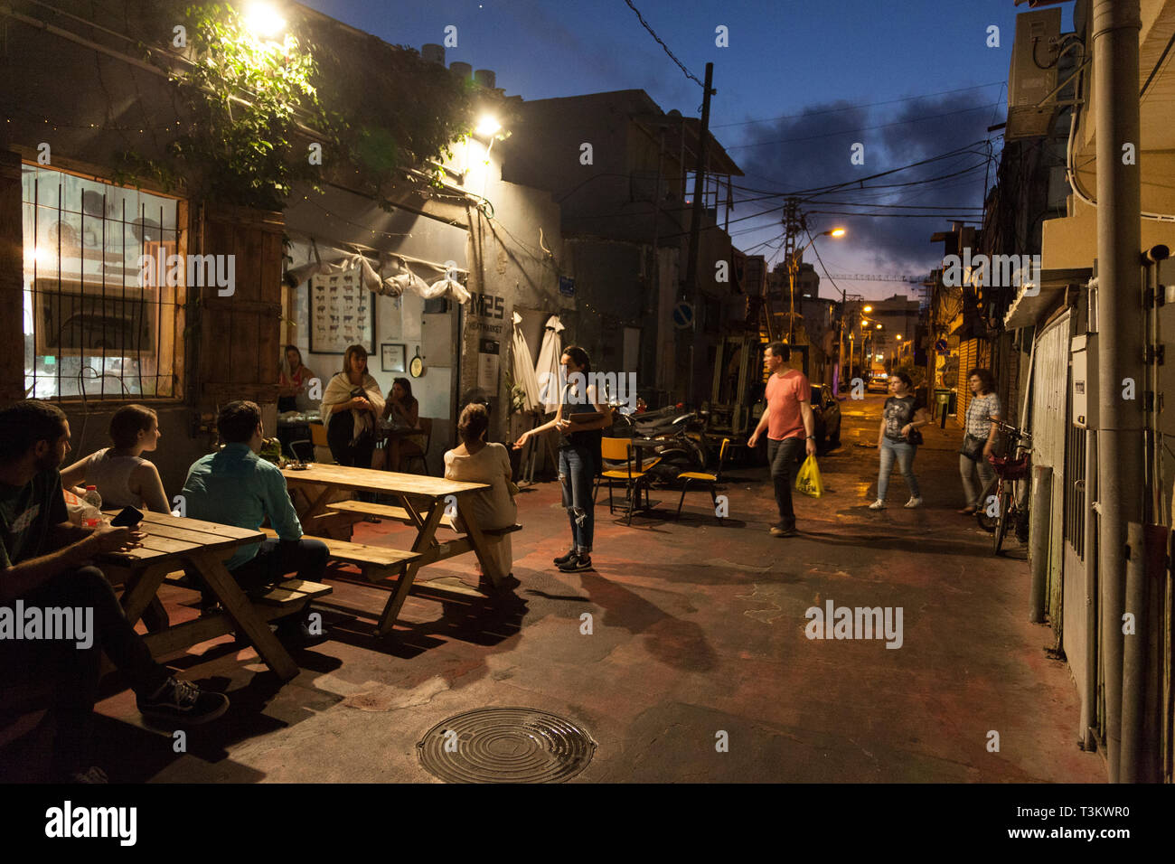 bar in Carmel Market area at night, Tel Aviv, Israel Stock Photo - Alamy