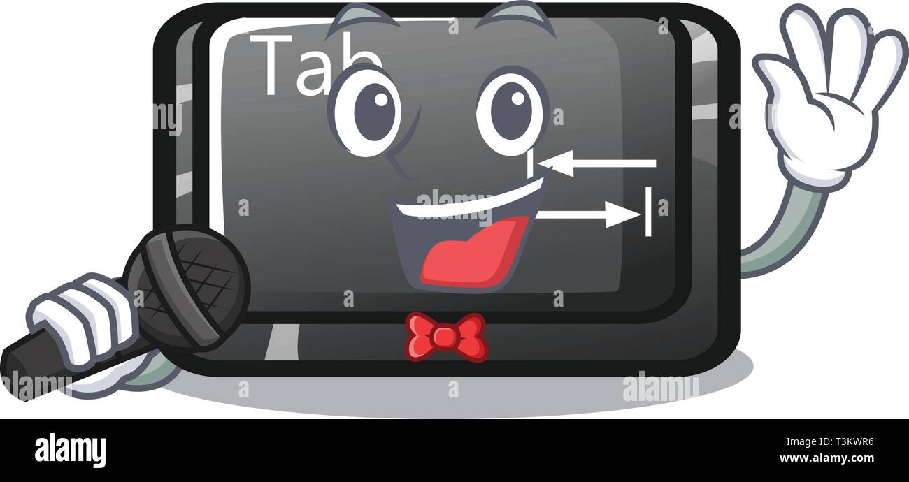 Singing tab button attached to cartoon keyboard Stock Vector Image ...