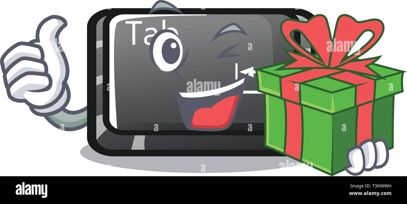 With gift tab button attached to cartoon keyboard Stock Vector Image ...