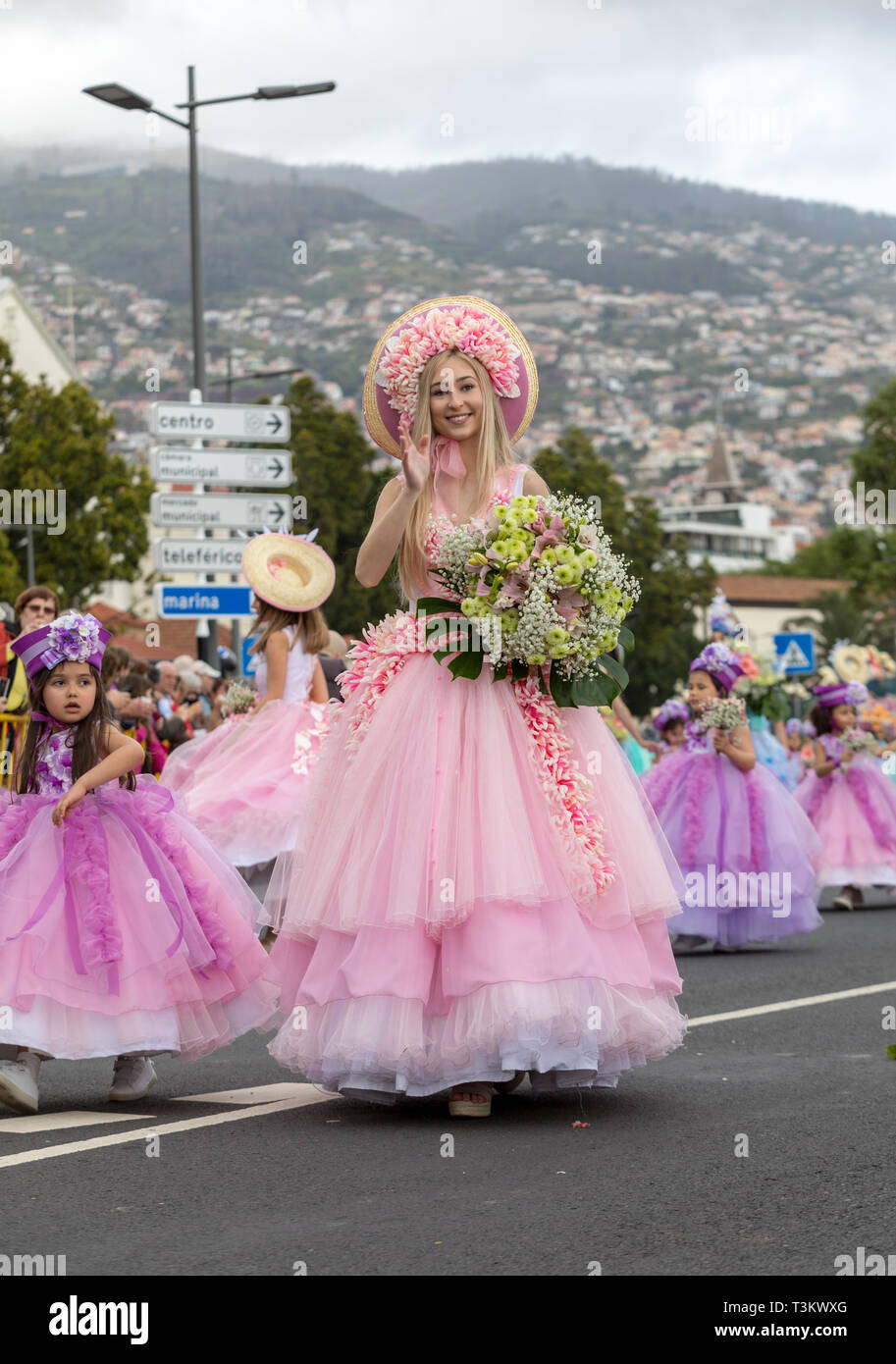 Funchal; Madeira; Portugal - April 22; 2018: A group of people in ...