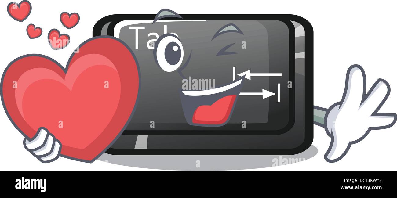 With heart tab button attached to cartoon keyboard Stock Vector Image ...