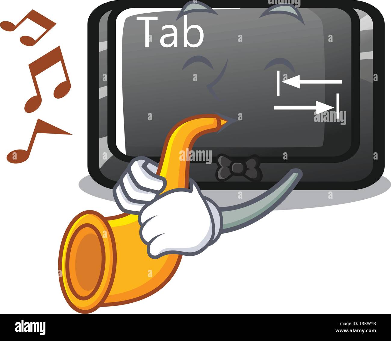 With trumpet tab button attached to cartoon keyboard Stock Vector Image ...
