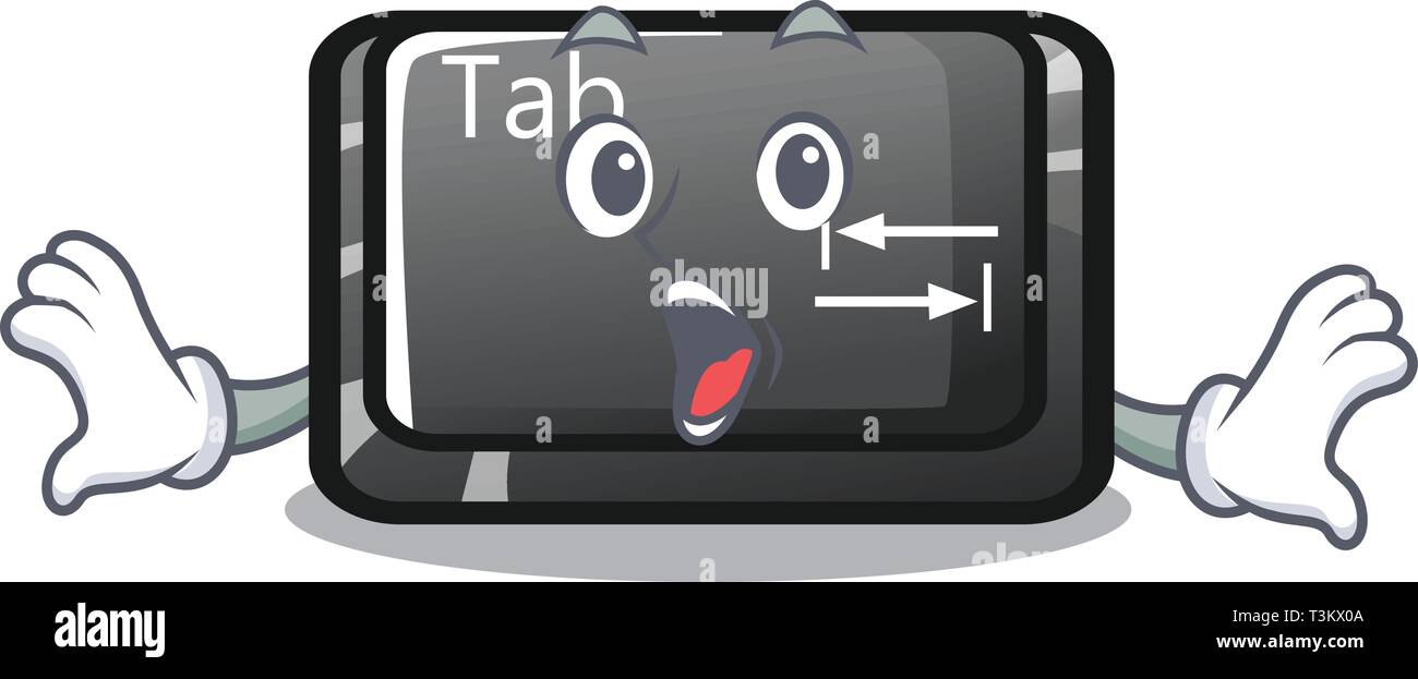 Surprised tab button attached to cartoon keyboard Stock Vector Image ...