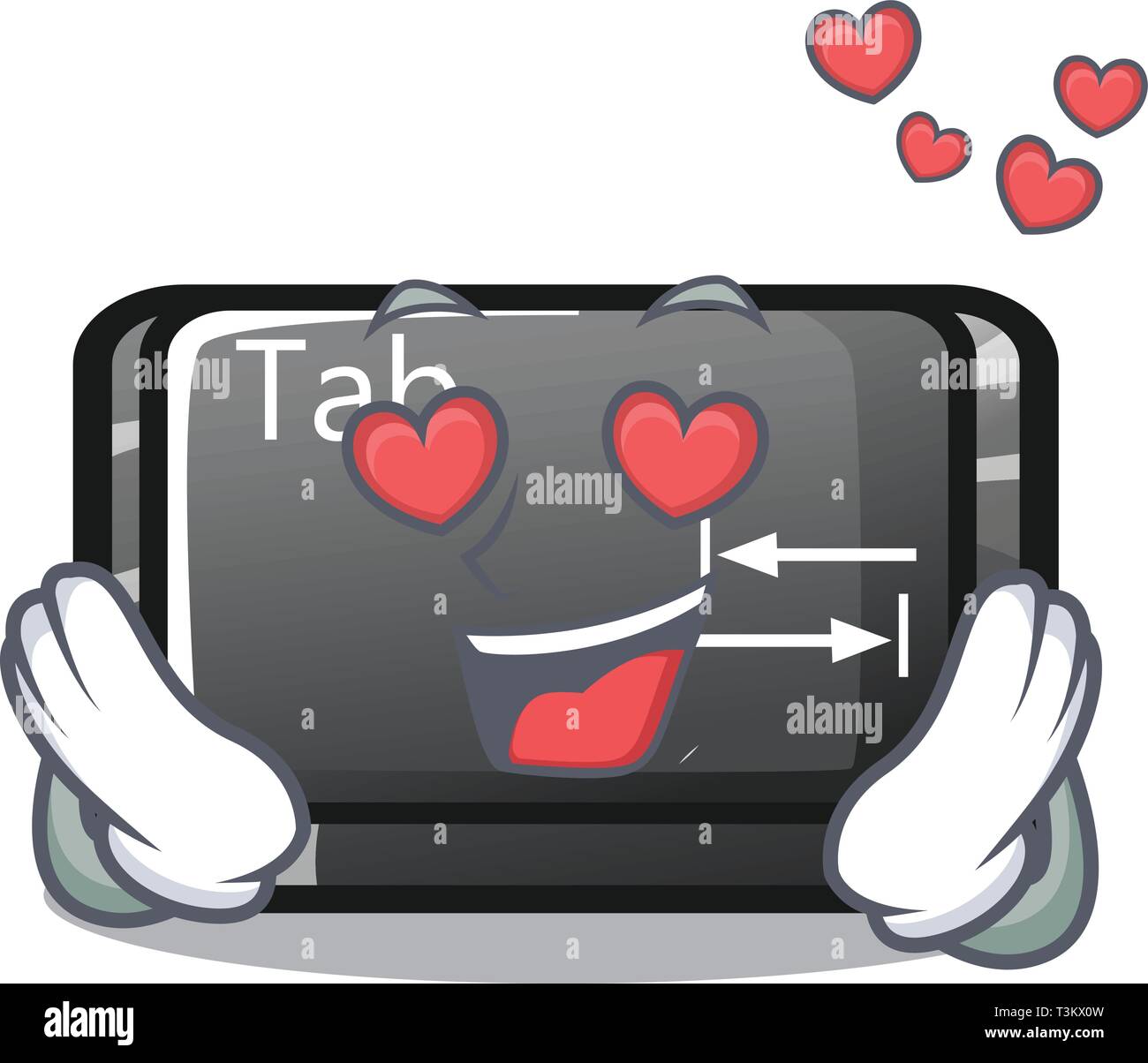 In love tab button attached to cartoon keyboard Stock Vector Image ...