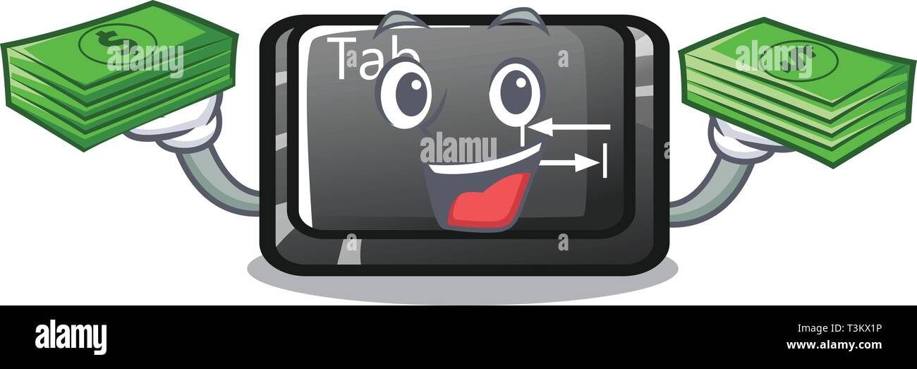 With money bag tab button attached to cartoon keyboard Stock Vector ...