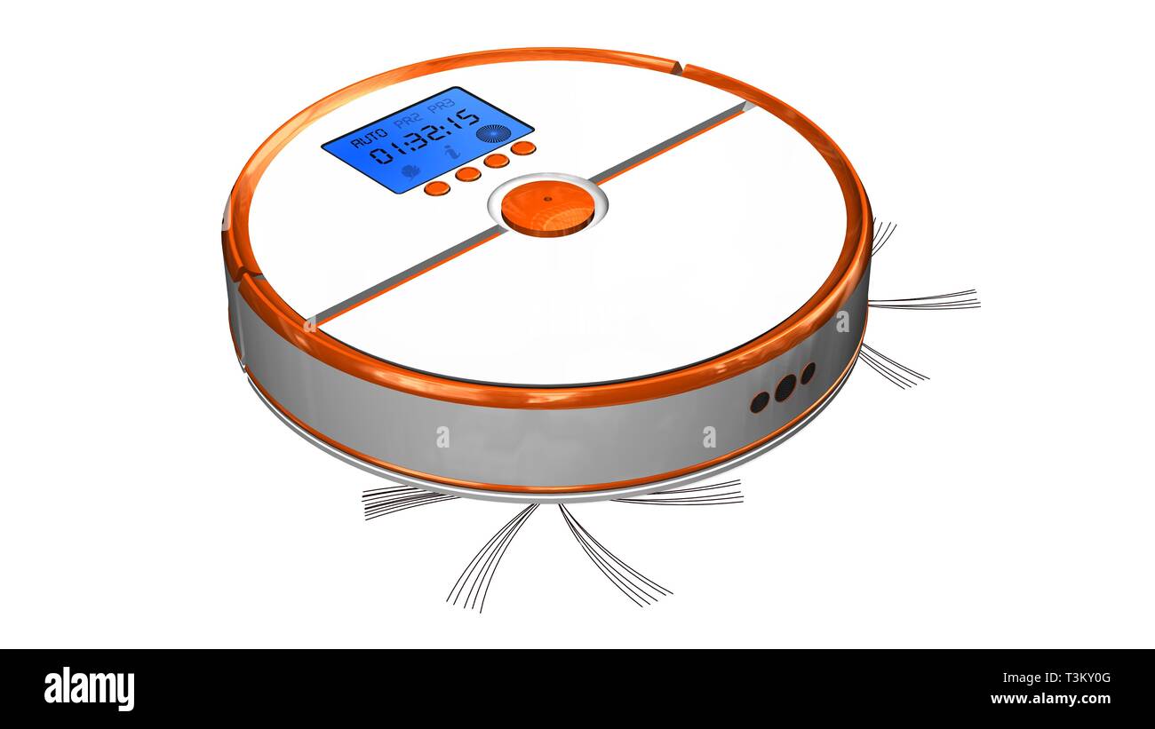 Automated robotic vacuum cleaner isolated on white Stock Photo - Alamy