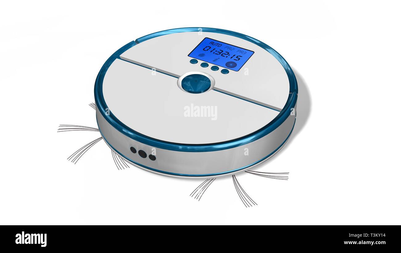 Automated robotic vacuum cleaner isolated on white Stock Photo - Alamy