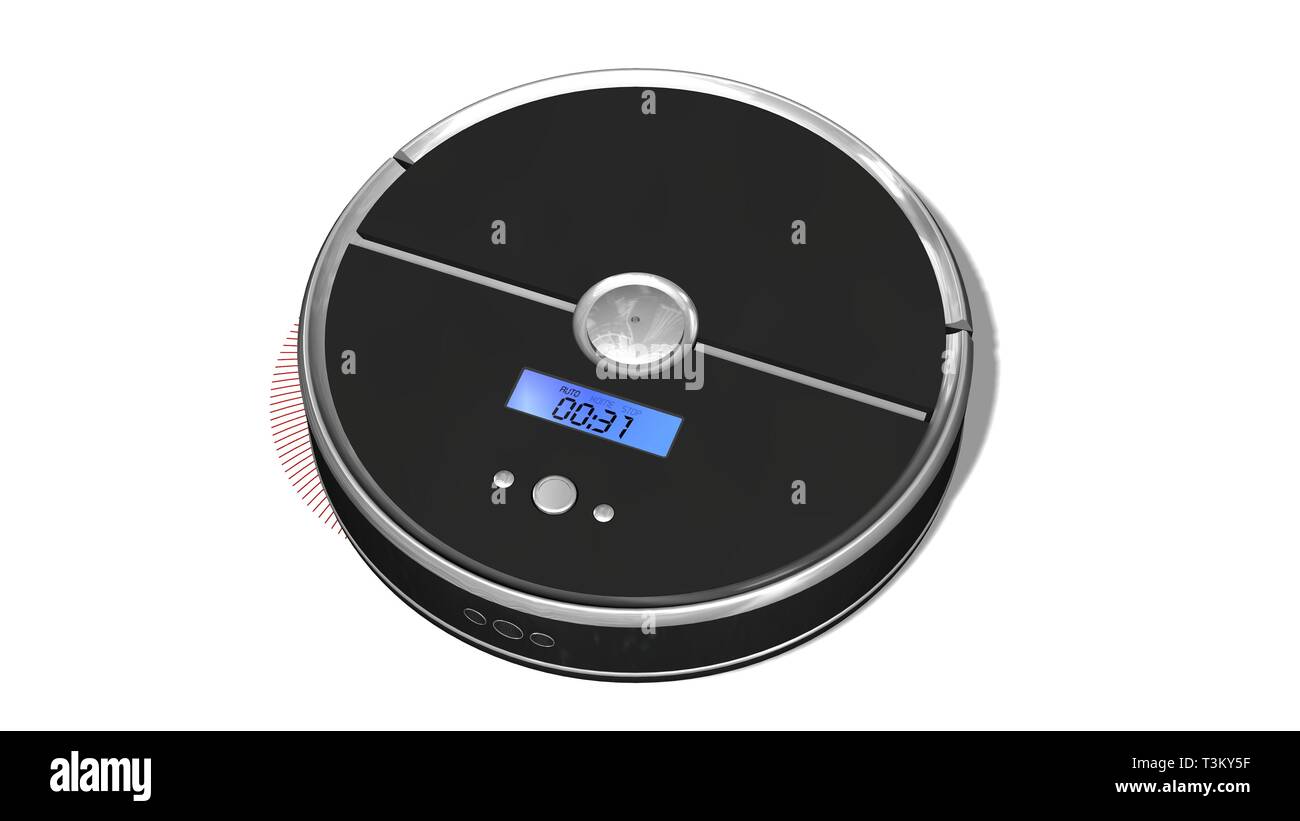 Automated robotic vacuum cleaner isolated on white Stock Photo - Alamy