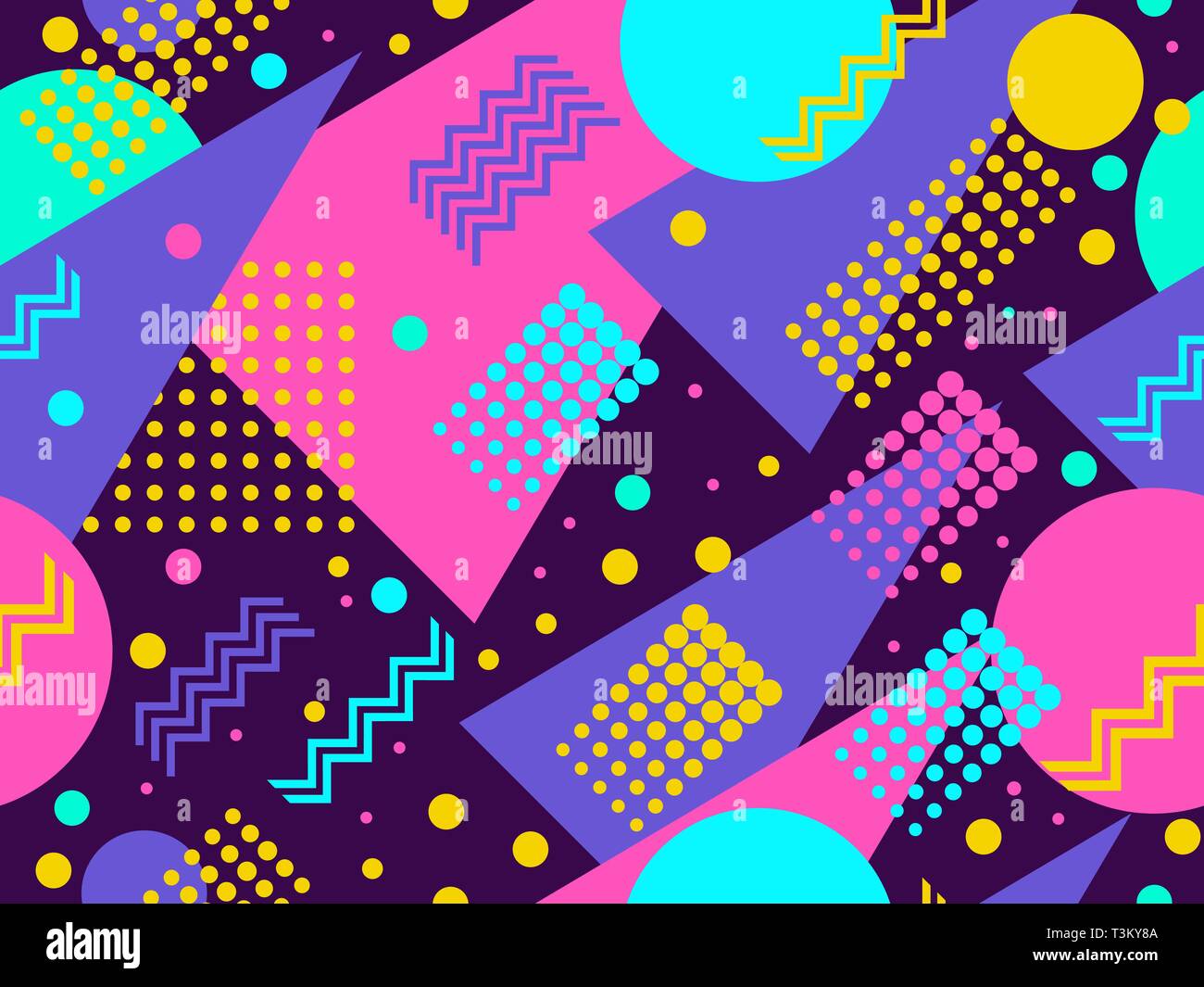 Memphis seamless pattern. Geometric elements memphis in the style of 80 ...