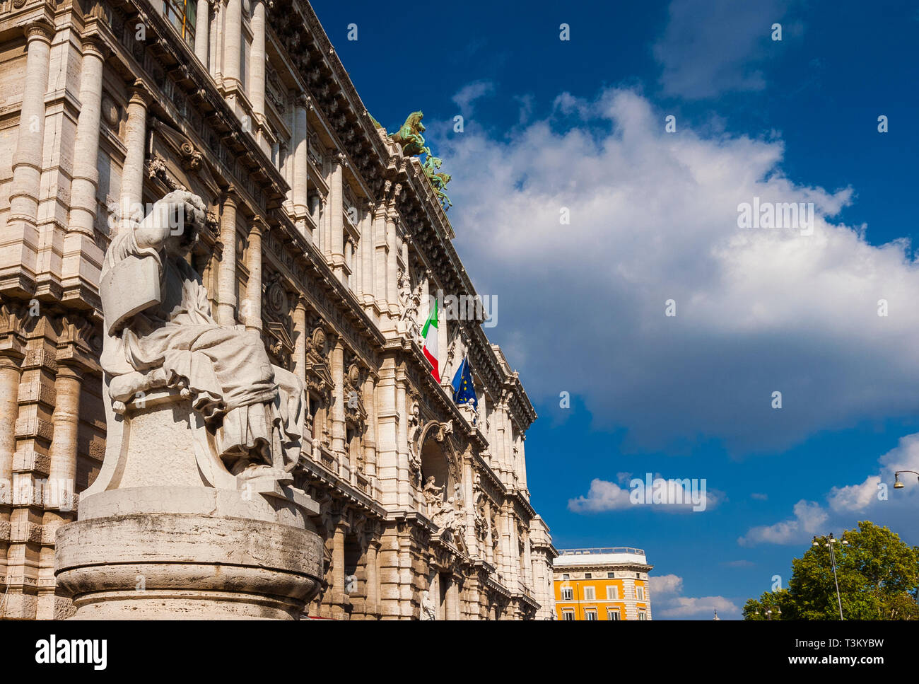 Rome old Palace of Justice with its heavy and baroque facade, also ...