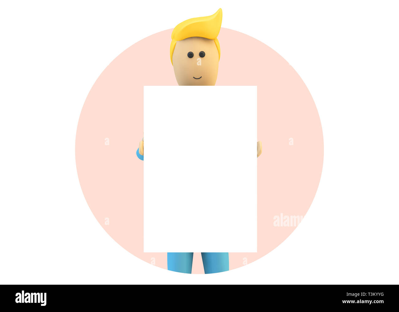 cartoon man holding a poster mockup 3d rendering isolated Stock Photo ...