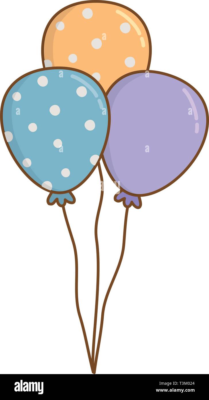 birthday party festive balloons element cartoon vector illustration ...