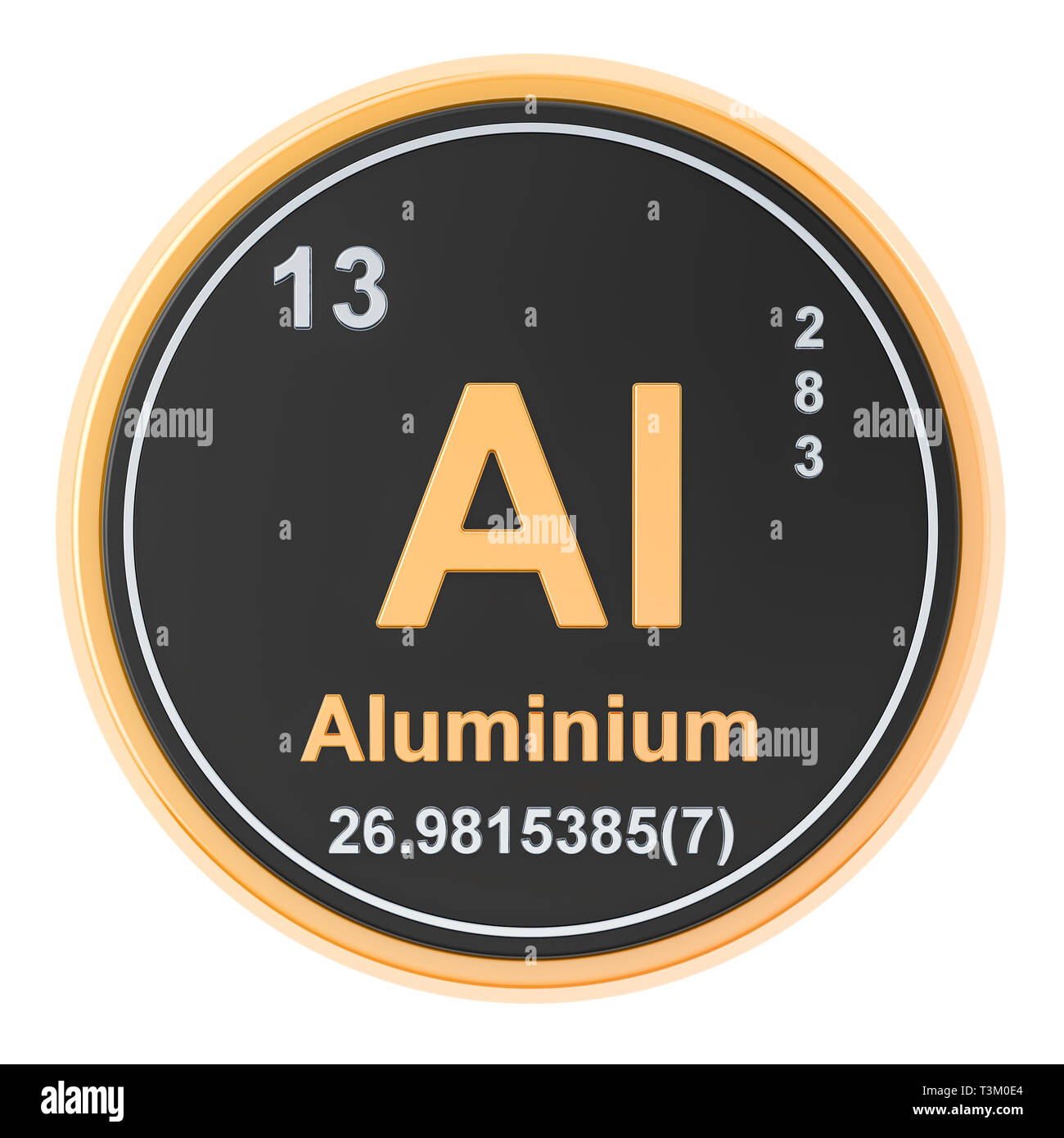 Aluminium Al chemical element. 3D rendering isolated on white ...