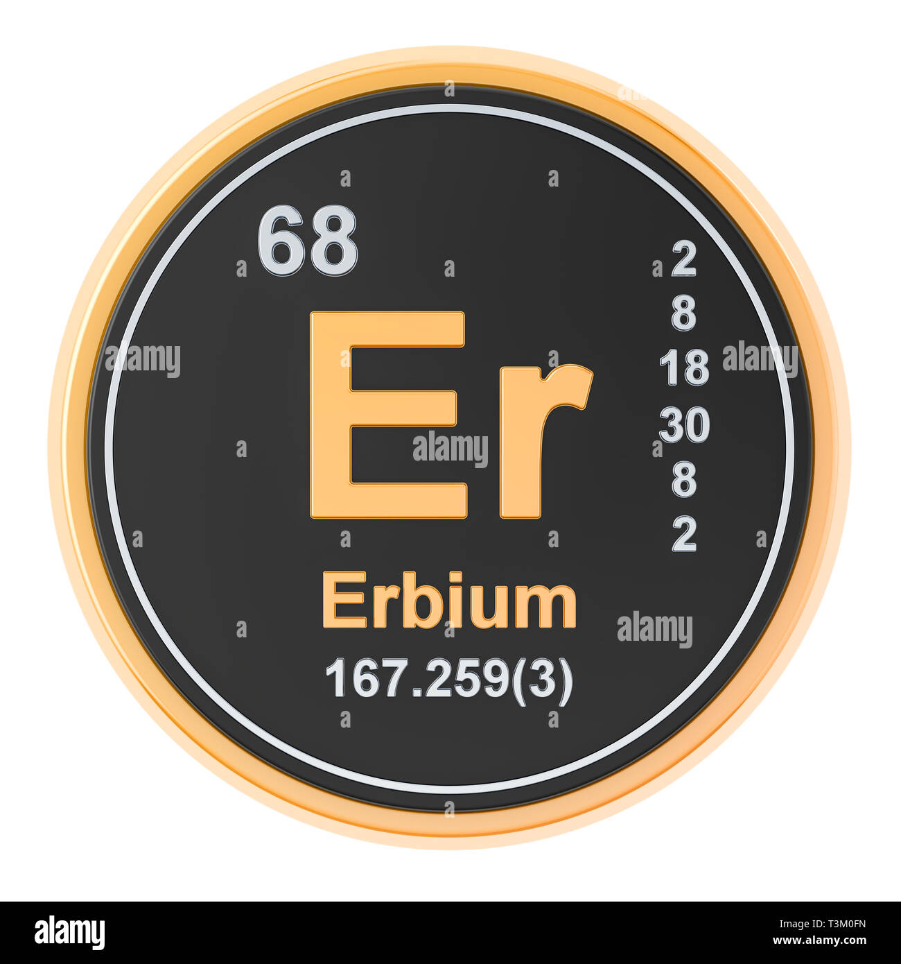 Erbium Er chemical element. 3D rendering isolated on white background ...