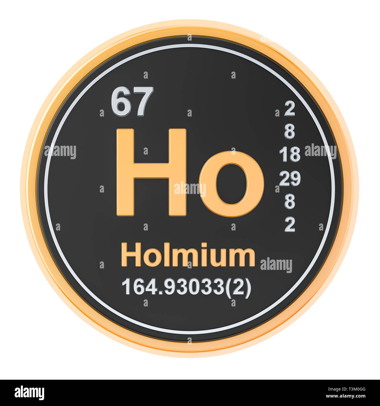 Holmium Ho chemical element. 3D rendering isolated on white background ...