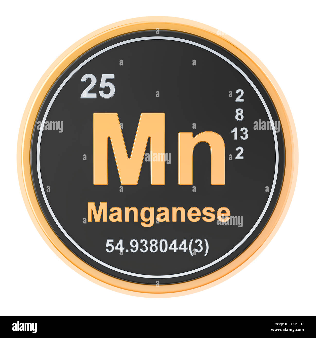 Manganese Mn chemical element. 3D rendering isolated on white ...