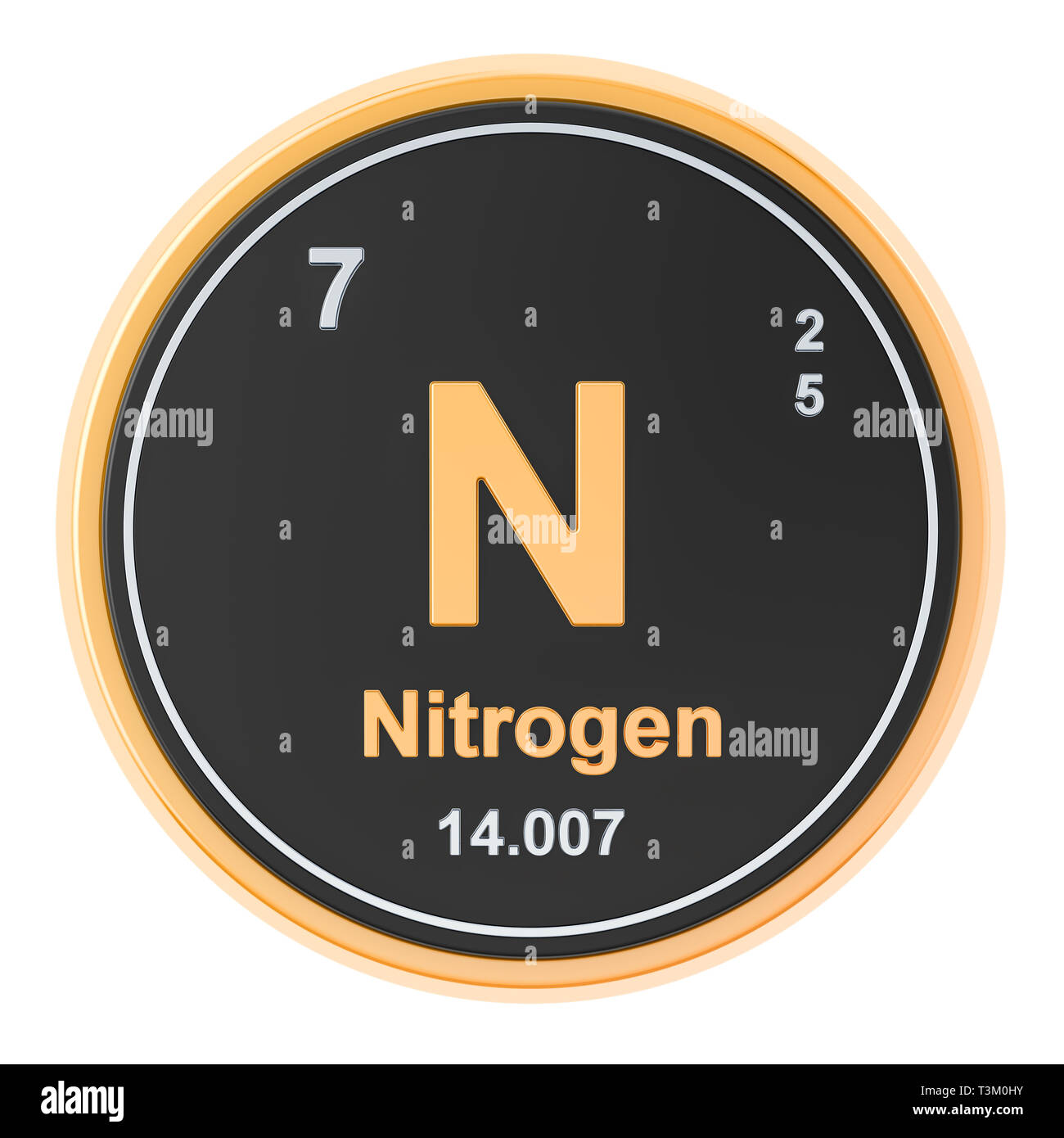 Nitrogen N chemical element. 3D rendering isolated on white background ...
