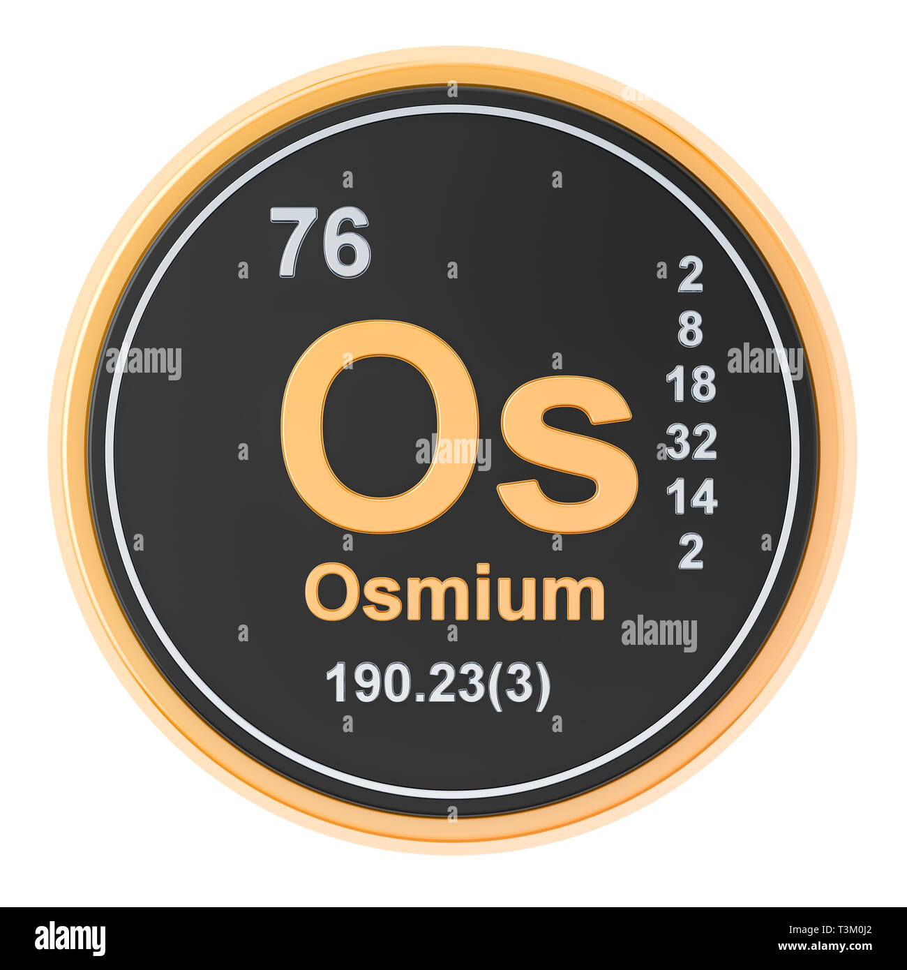 Osmium Os chemical element. 3D rendering isolated on white background ...