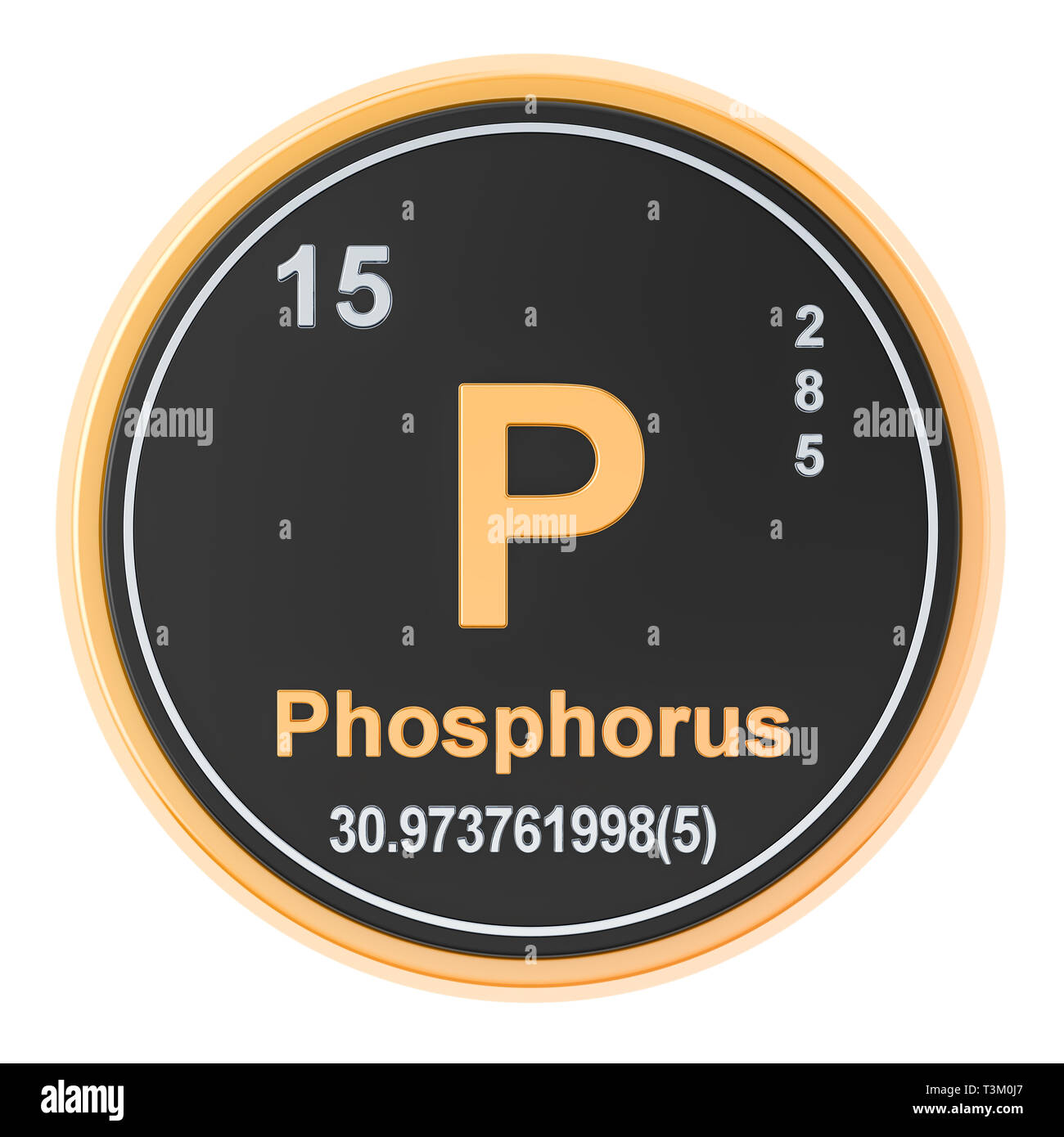Phosphorus P chemical element. 3D rendering isolated on white ...