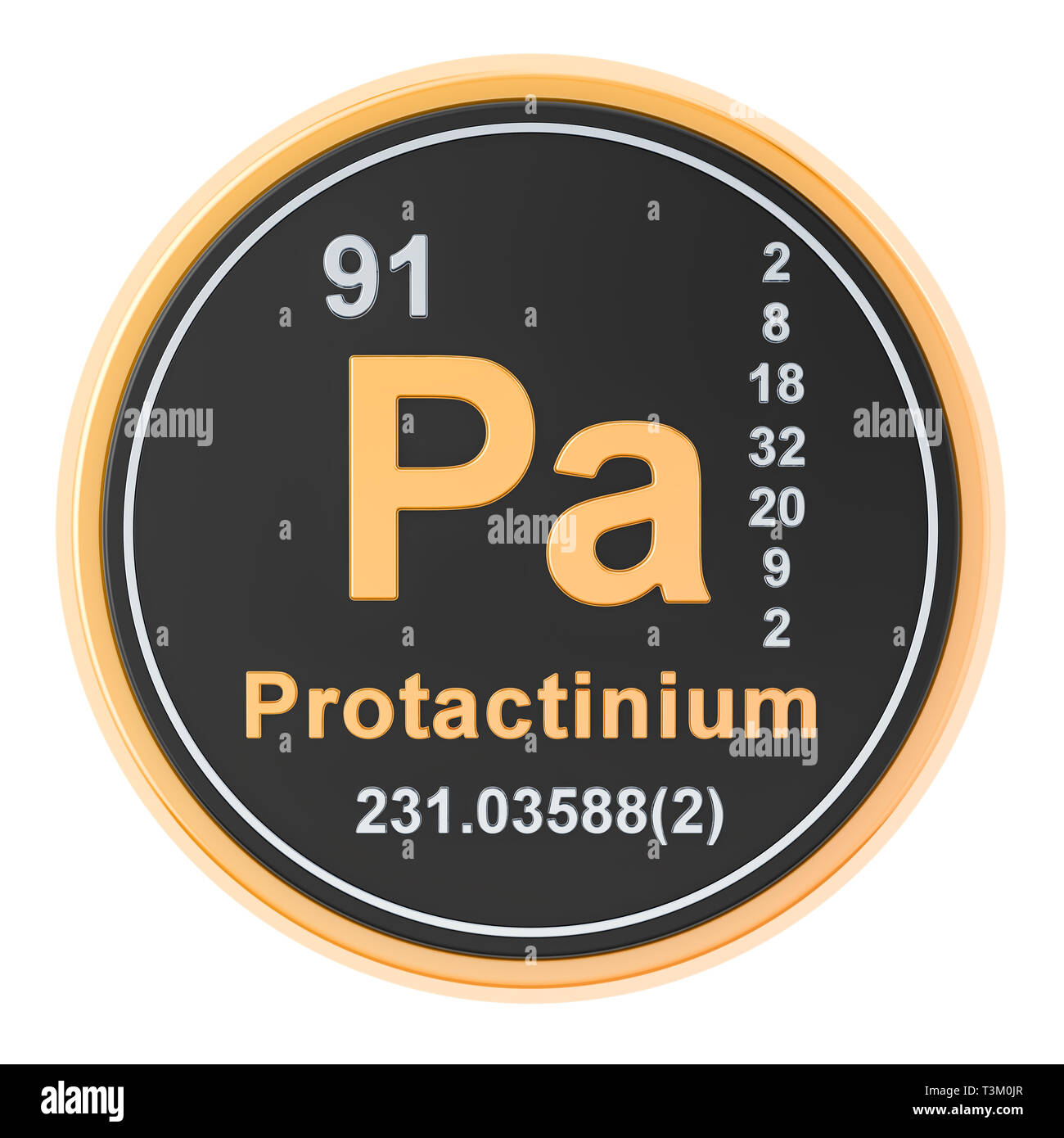 Protactinium or protoactinium, Pa chemical element. 3D rendering ...