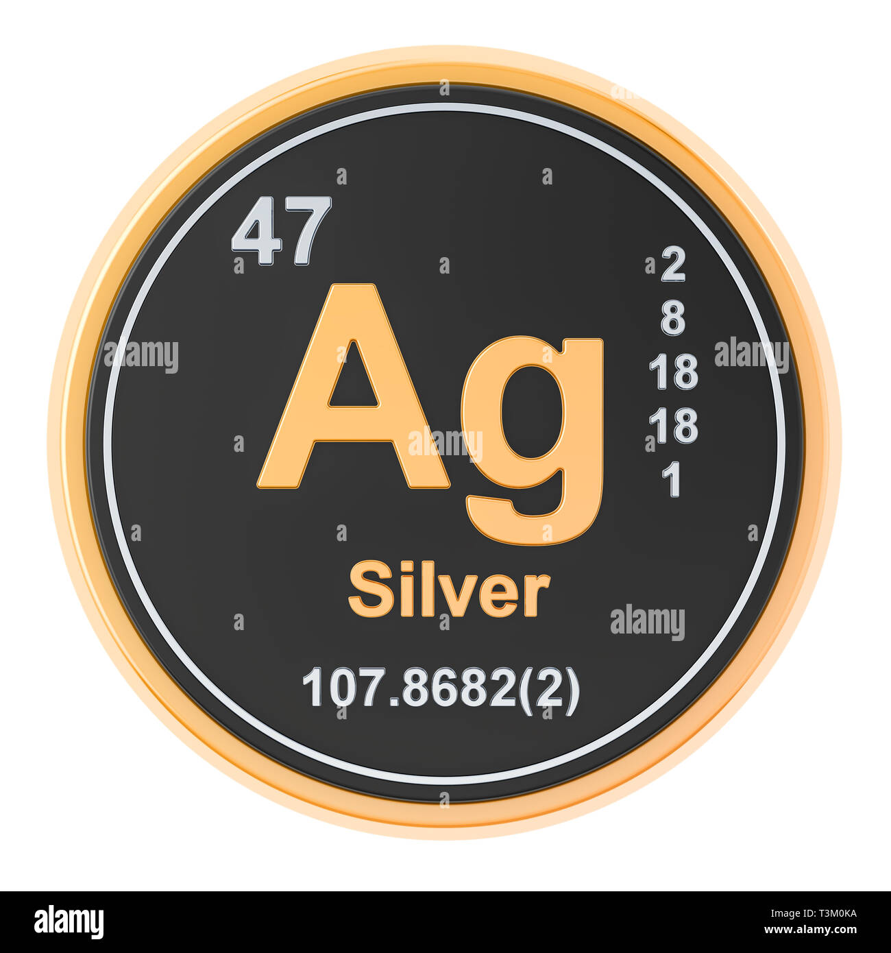 Silver Ag chemical element. 3D rendering isolated on white background ...