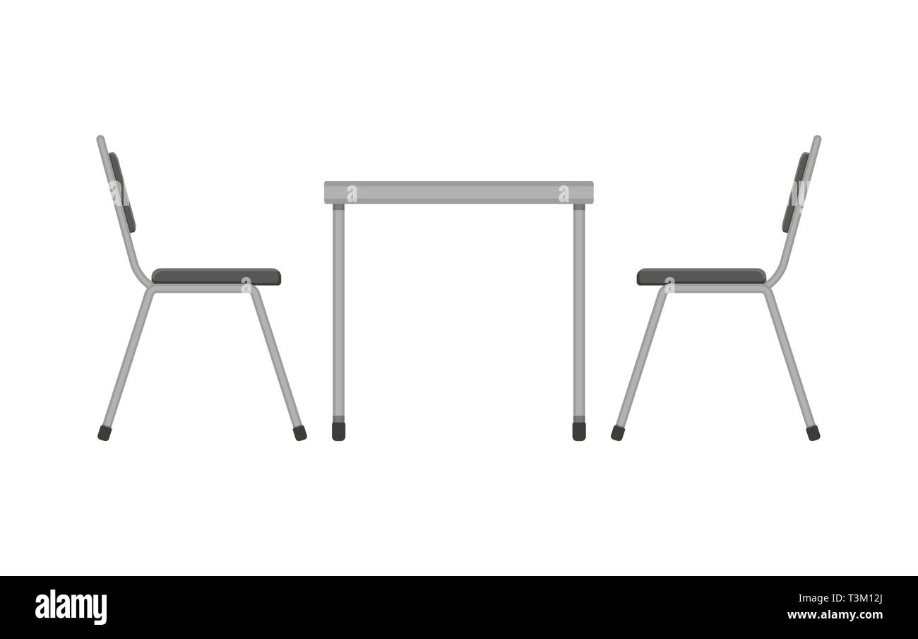 Table and chair. Restaurant furniture. Side view. Vector illustration ...