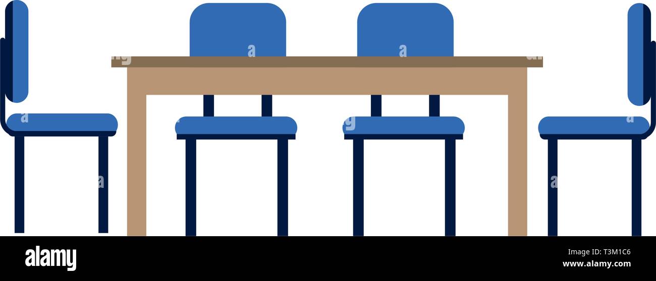 furniture concept element table with chairs cartoon vector illustration ...