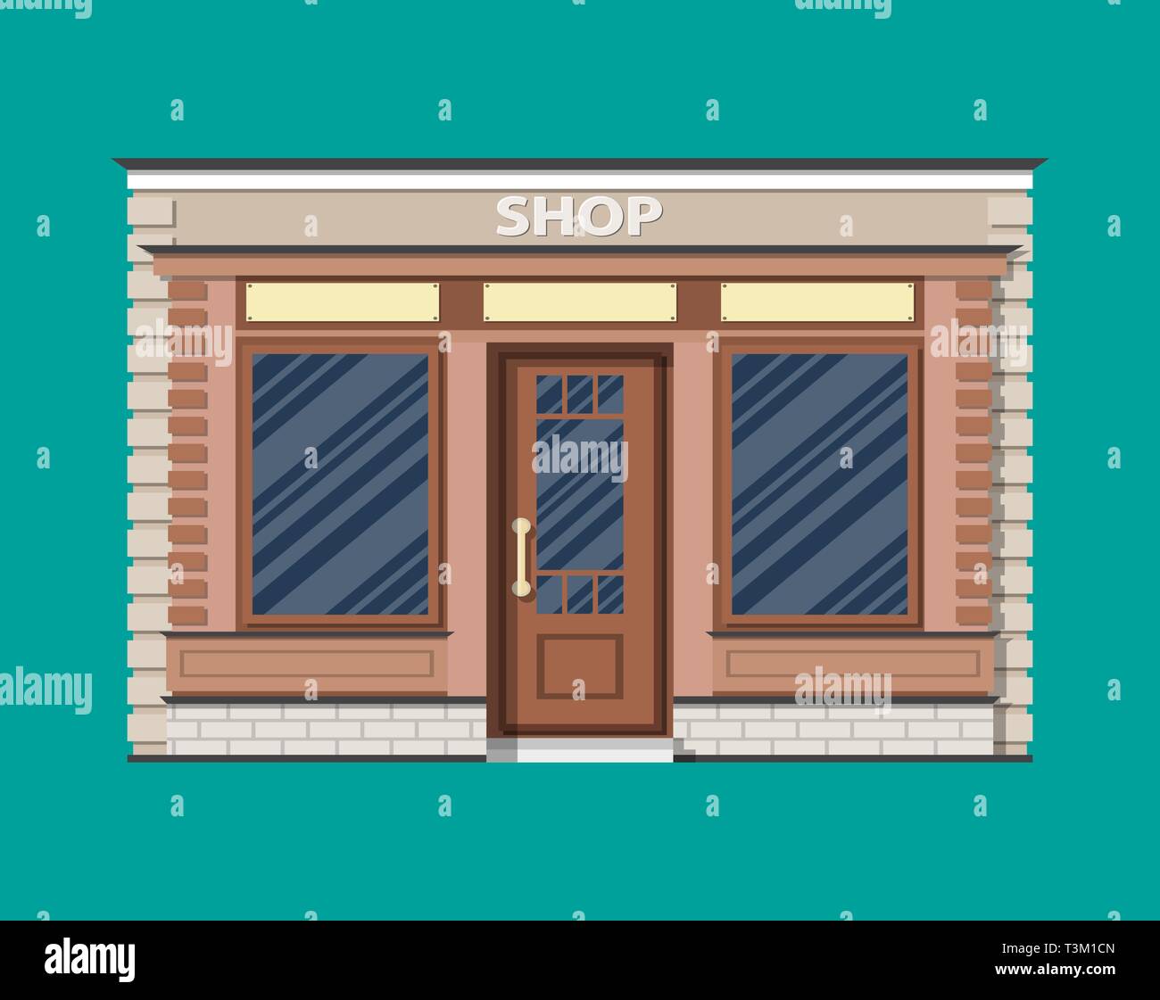 Generic shop exterior. Wooden and bricks material. Commercial, property ...