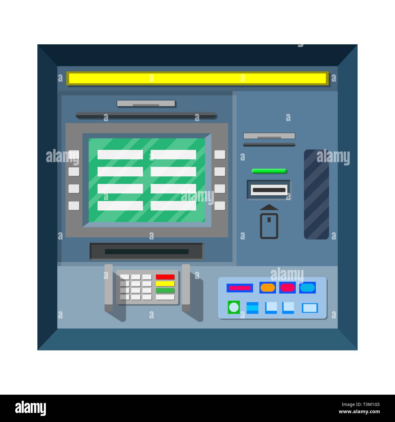 Bank ATM. Automatic teller machine. Program electronic device for payments and withdraw cash ...