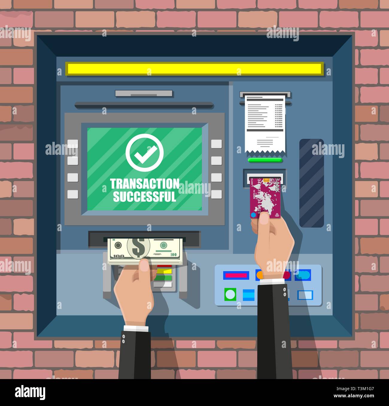 Bank ATM. Automatic teller machine. Program electronic device for payments and withdraw cash ...