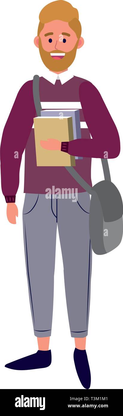 young people man wearing backpack cartoon vector illustration graphic ...