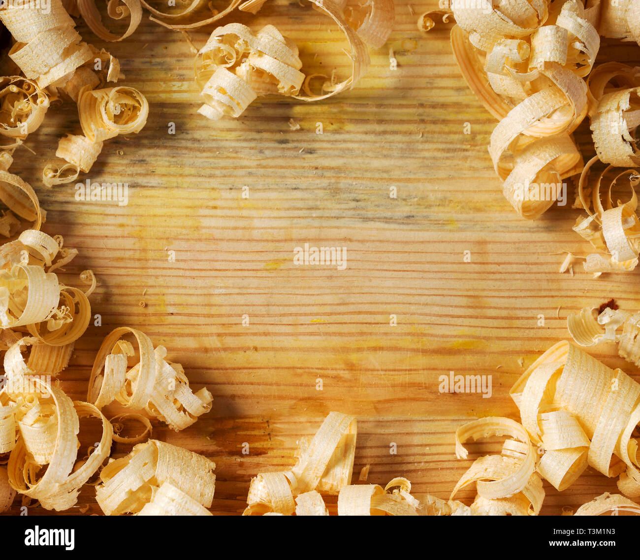 Carpenter tools on wood table background. Copy space. Top view Stock ...