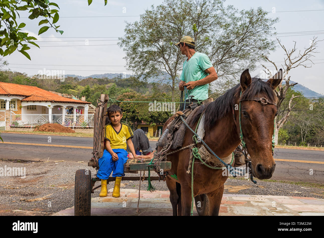 Colonia Independencia, Paraguay - August 31, 2018: Poor indigenous ...