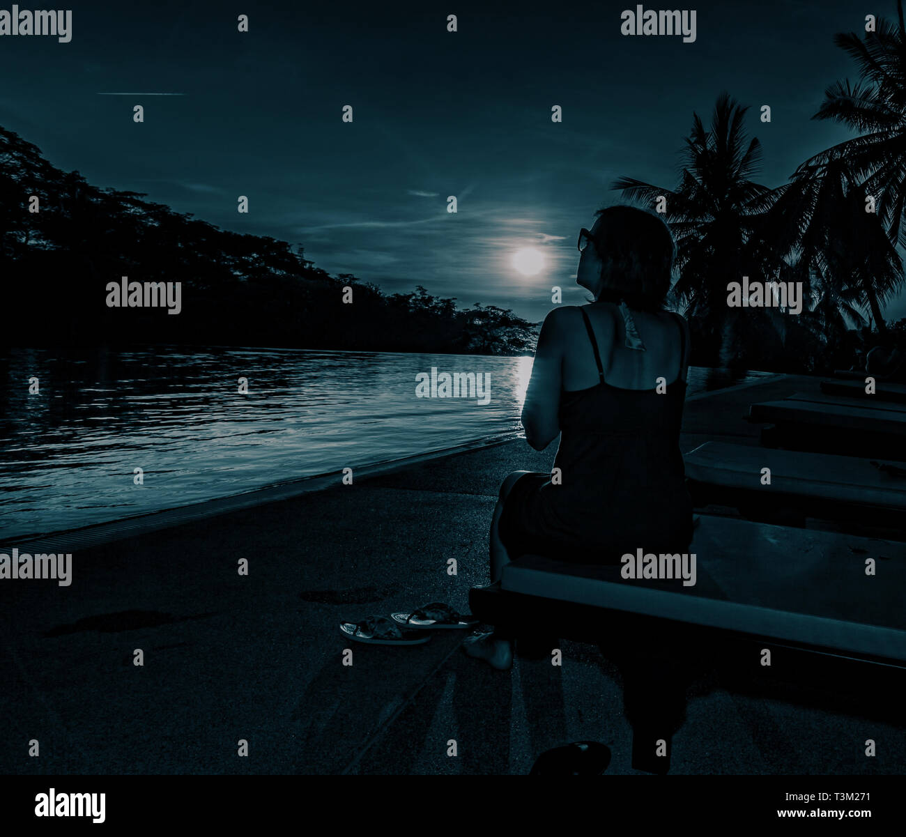 Moonlight beach caribbean hi-res stock photography and images - Alamy