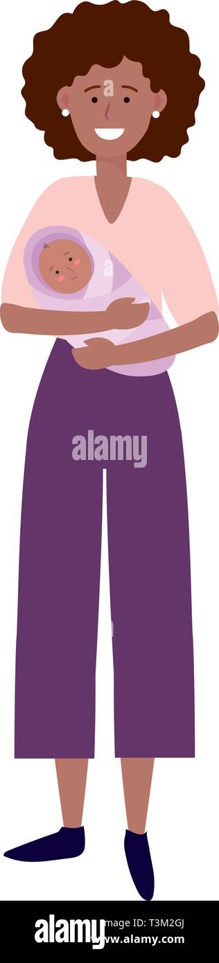 woman carrying baby avatar cartoon character vector illustration ...