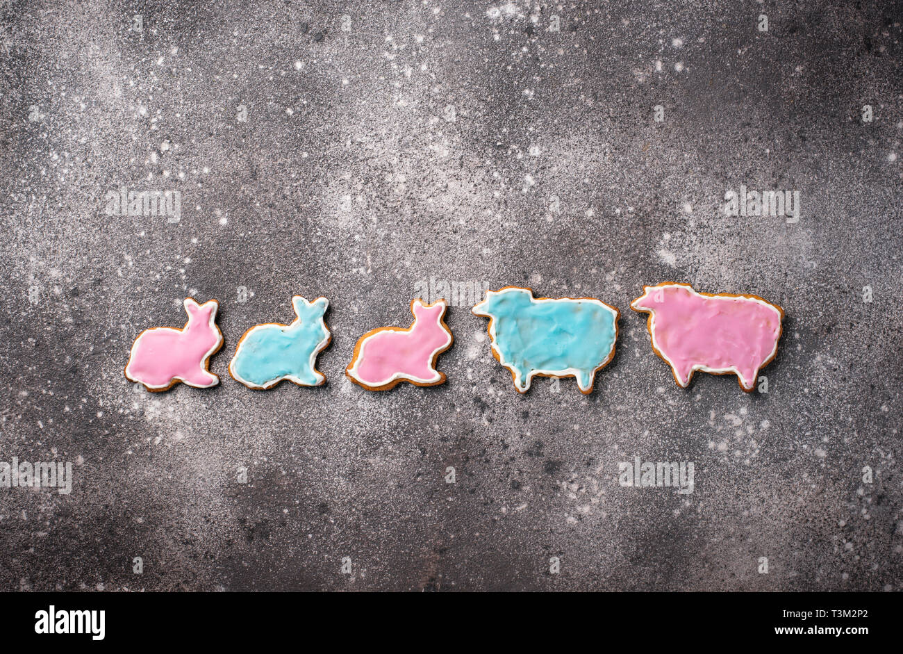 Easter cookie in shape of bunny and sheep Stock Photo - Alamy