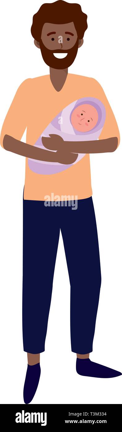 man carrying baby avatar cartoon character vector illustration graphic ...