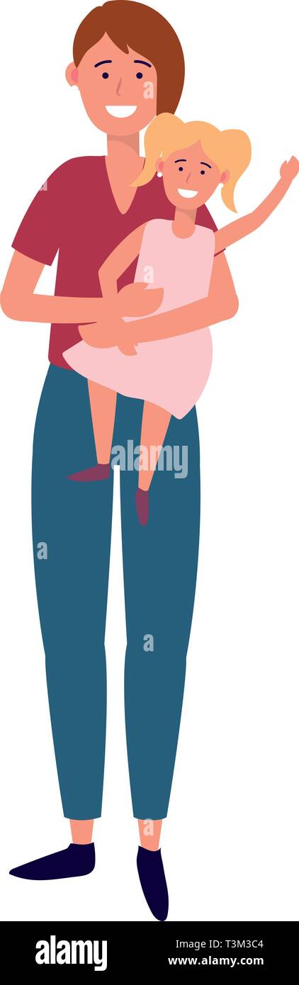 woman with child avatar cartoon character vector illustration graphic ...