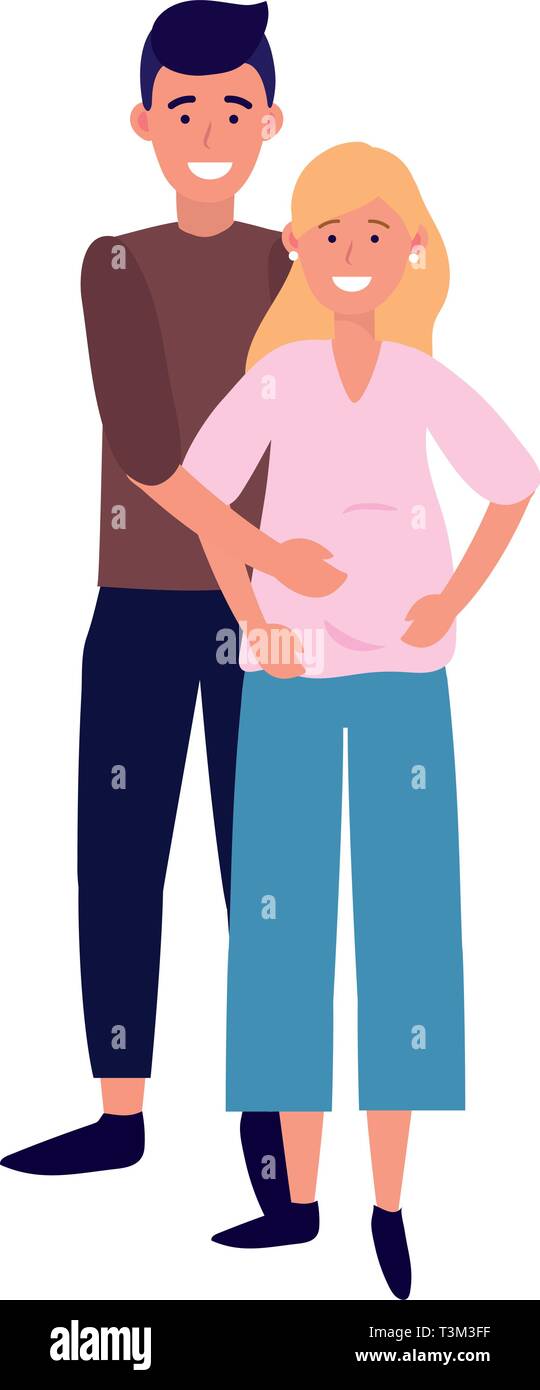 pregnant couple avatar cartoon character vector illustration graphic ...