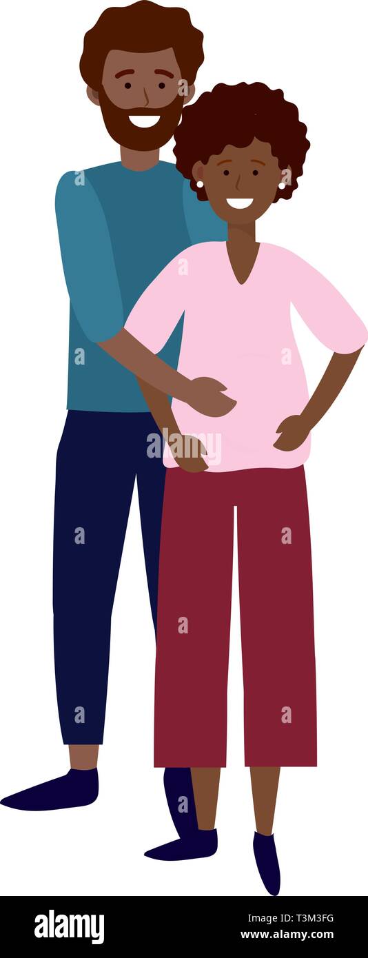 pregnant couple avatar cartoon character vector illustration graphic ...