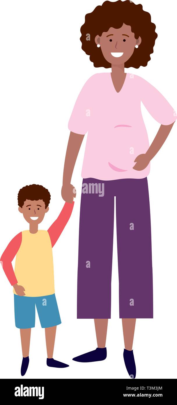 pregnant woman with child avatar cartoon character vector illustration ...