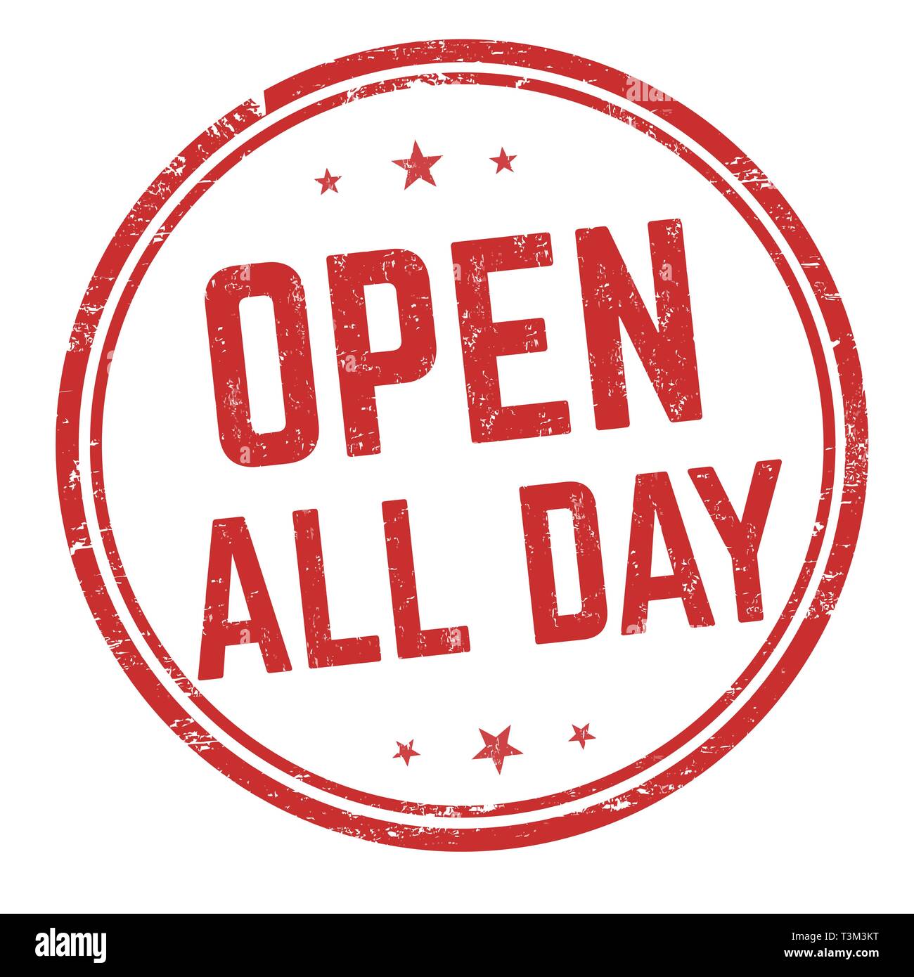 Open all day sign or stamp on white background, vector illustration ...