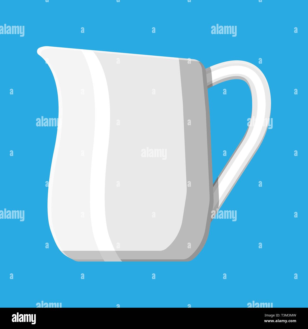Glass jug pitcher for fresh milk. Ceramic kitchen crockery. Vector ...