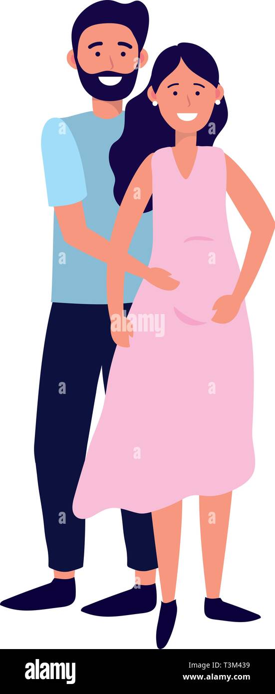 pregnant couple avatar cartoon character vector illustration graphic ...