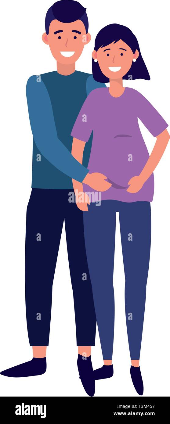 pregnant couple avatar cartoon character vector illustration graphic ...